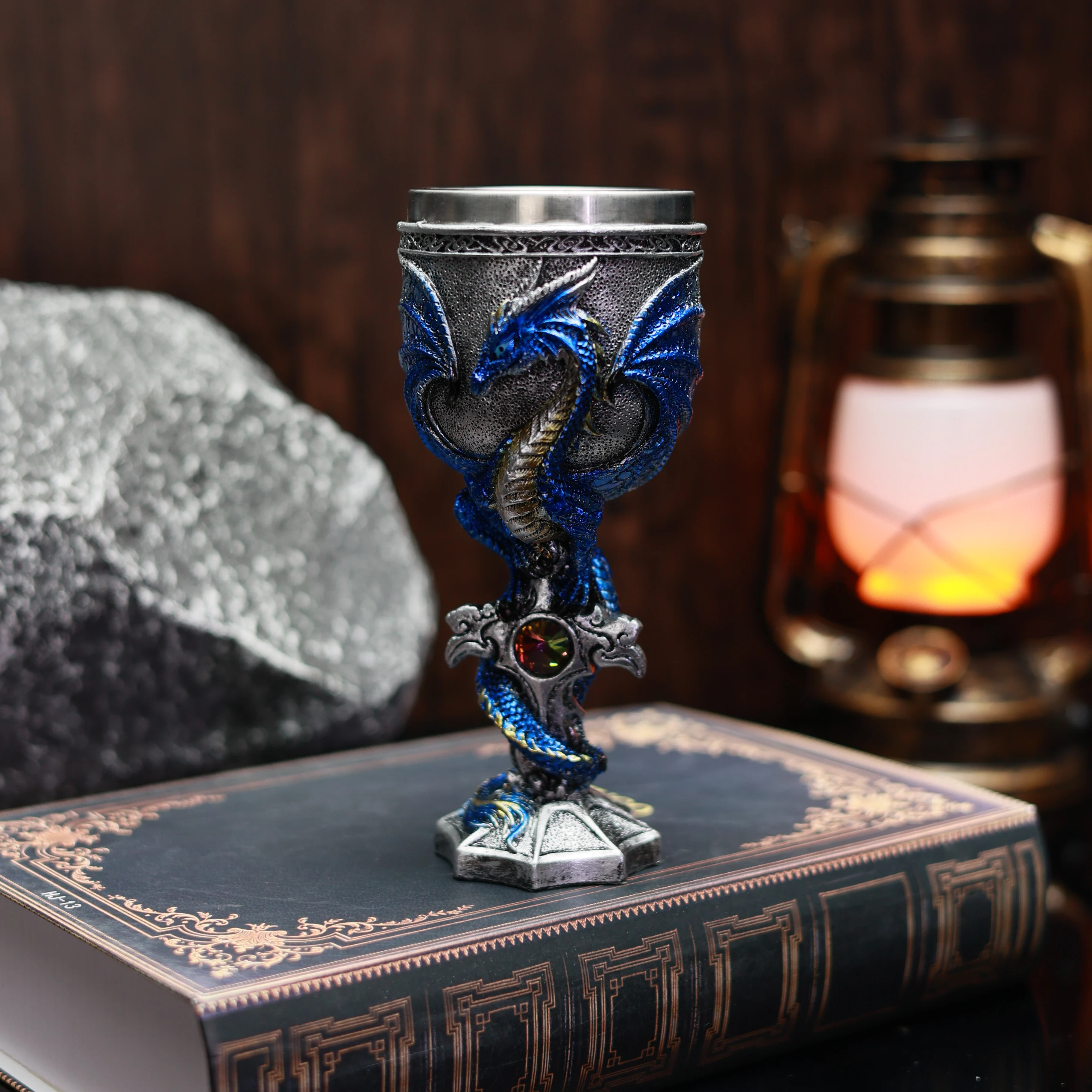 Medieval Dragon Cross Sword Series Goblet Stainless Steel Inlaid Resin ...
