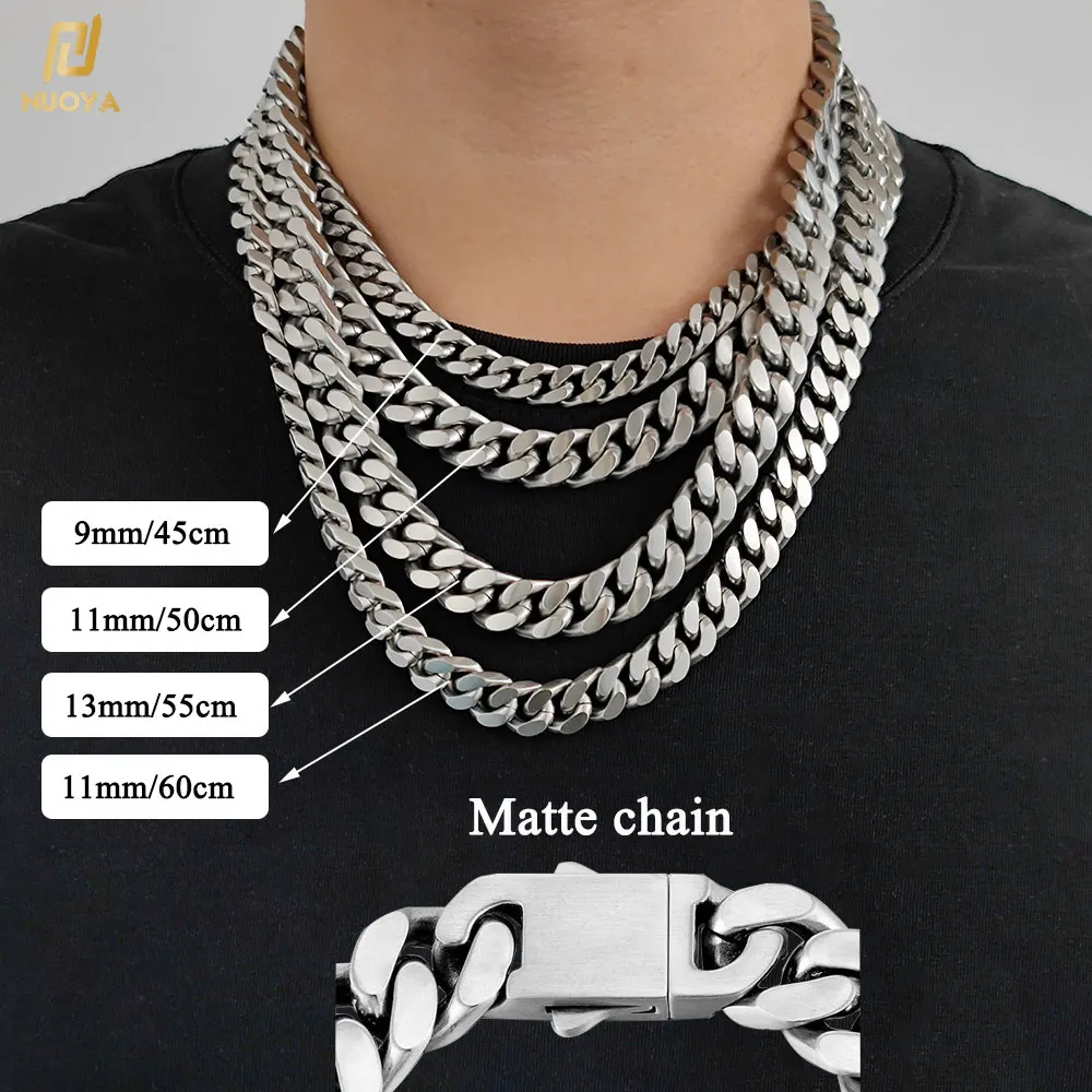 Stainless Steel Cuban Link Chain Necklace For Male 9/11/13MM Width ...
