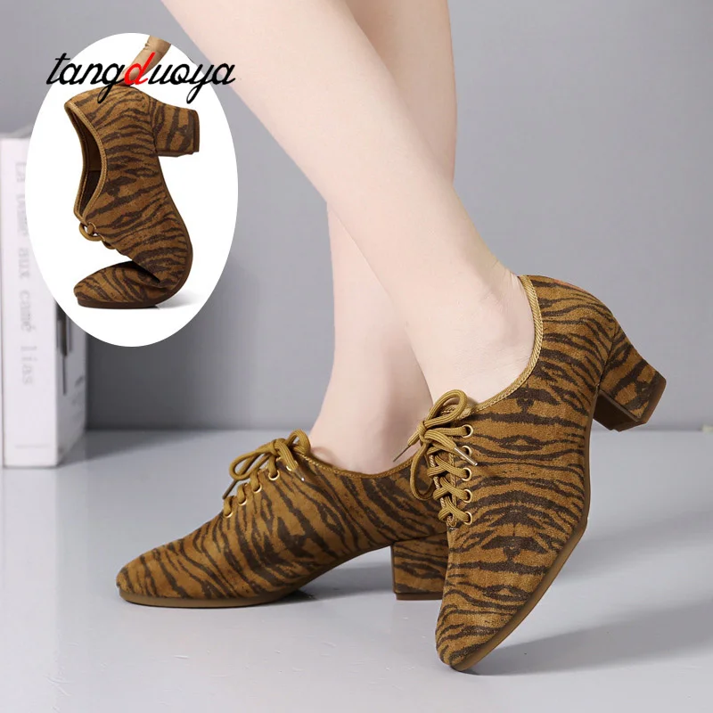 Leopard print dance shoes Women Ballroom Tango latin dancing Shoes For ...