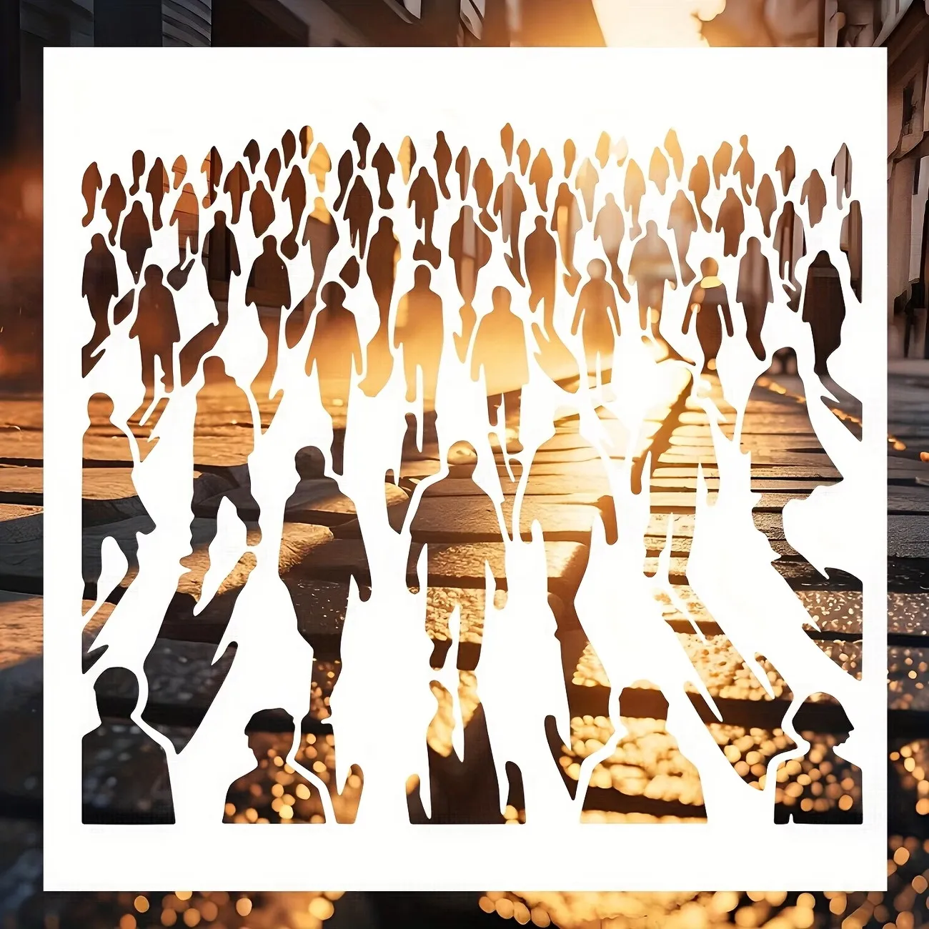 Reusable 11.8*11.8 Inches Stencil The Dystopian Crowd for Painting with ...