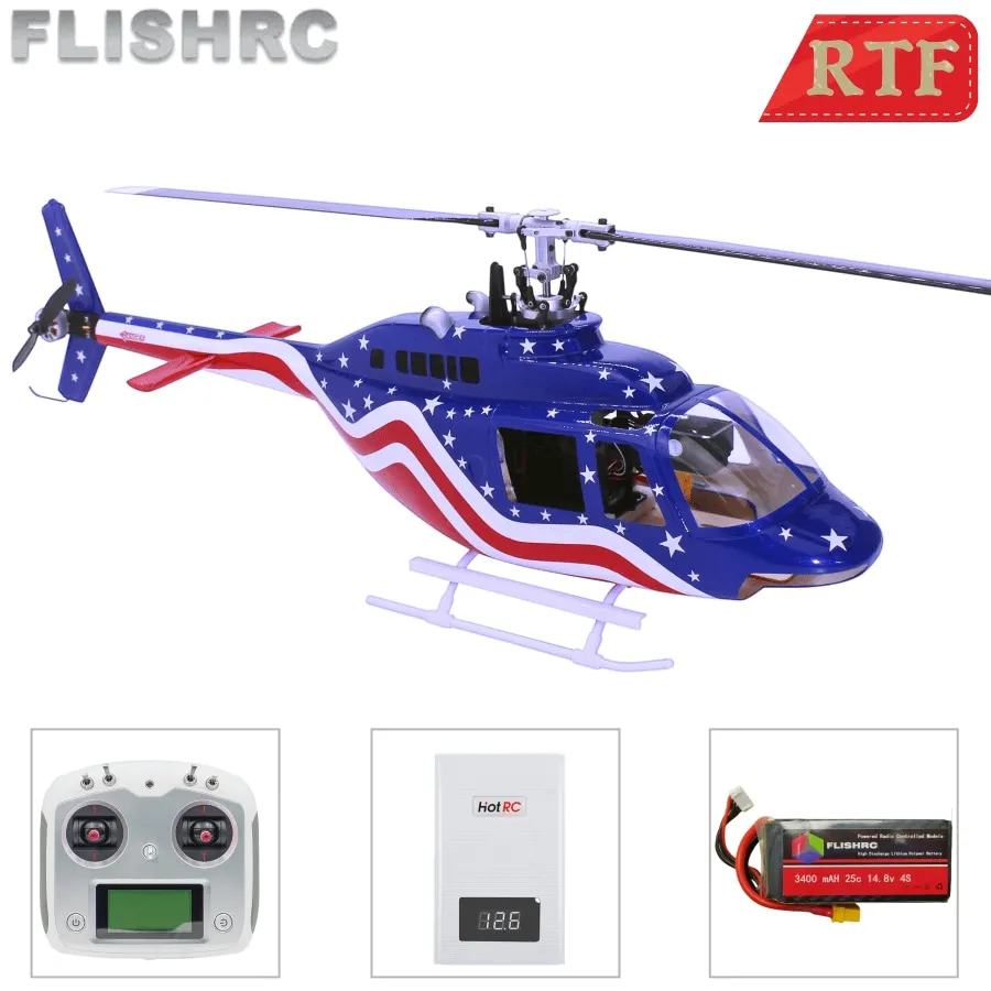 In Stock FLISHRC 450 Scale Fuselage Bell 206 Tow Rotor Blades 6CH ...