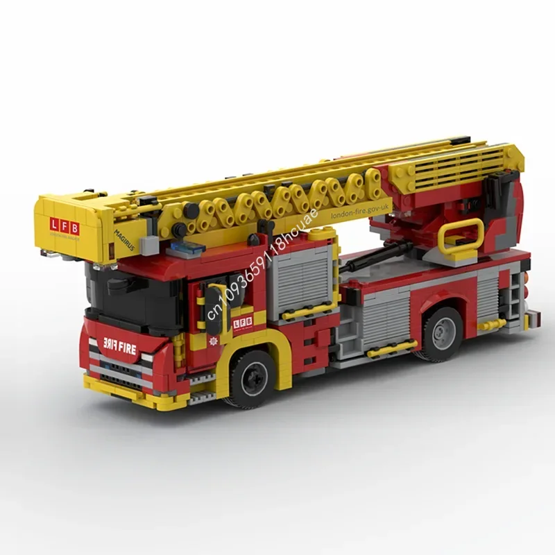 1079PCS MOC London Fire Brigade LFB - Scania 32M Turntable Ladder Model ...