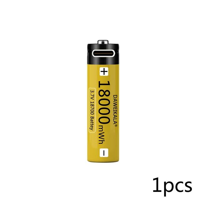18650 Battery USB Type-C 18700 3.7V 18000mWh USB Rechargeable Li-ion ...