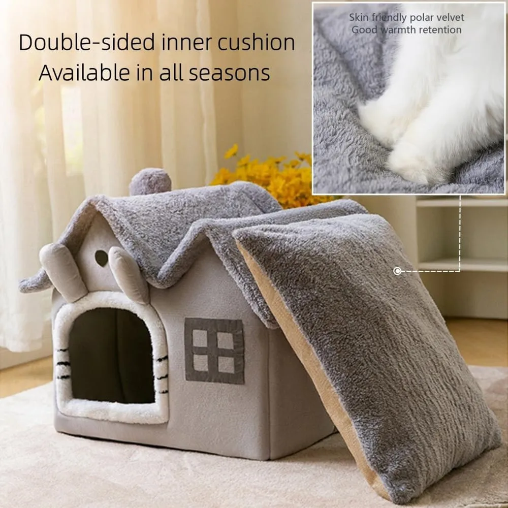 Dog-Bed-Pet-House-Double-Roof-Animal-Shape-Warm-Cave-Deep-Sleep-Dog ...