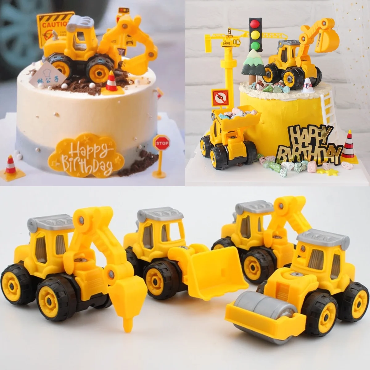 Engineering Construction Vehicle Excavator Cake Toppers Digging Machine ...