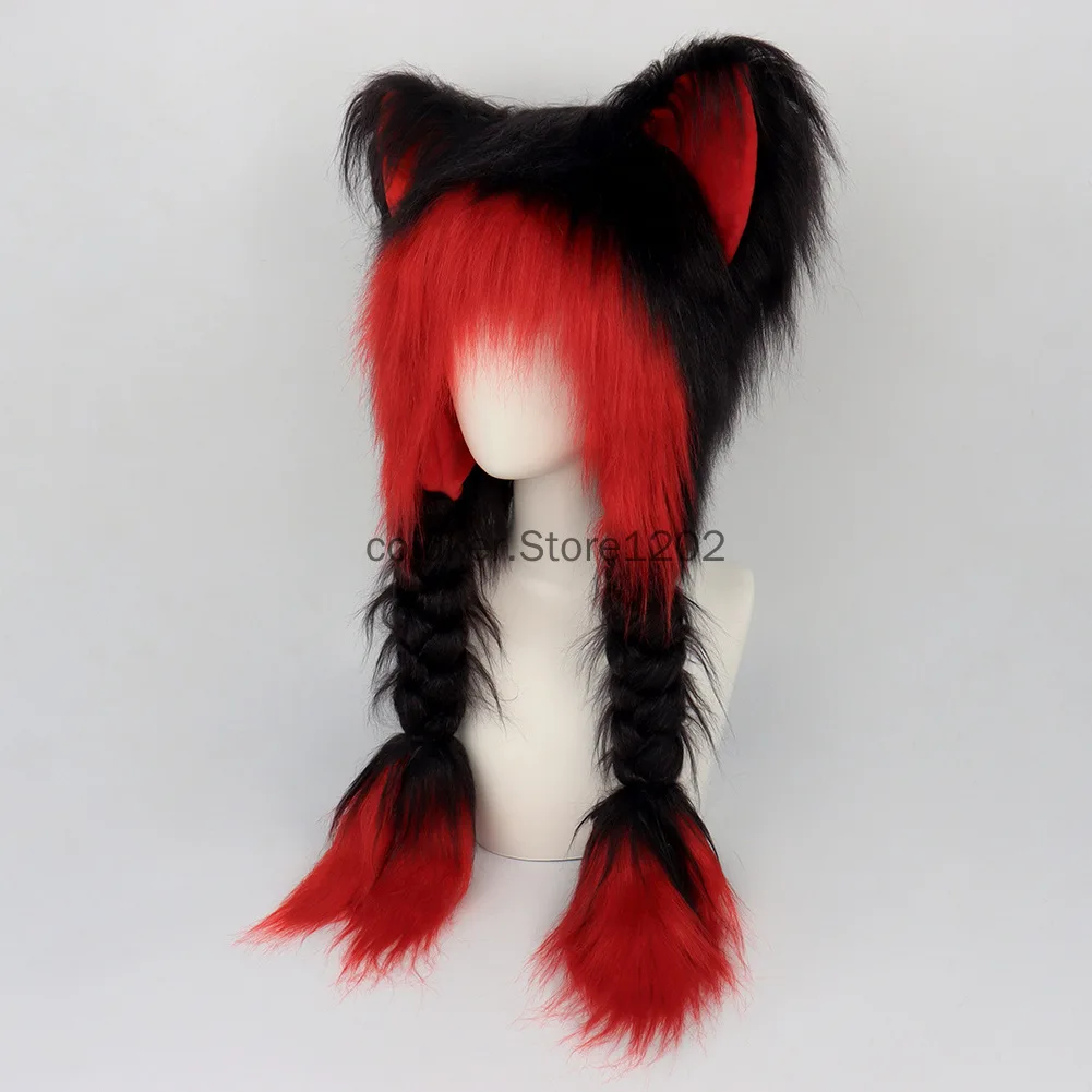 Plush Novelty Animal Hat Fursuit Fur Cat Ears Headwear Plush Warm ...