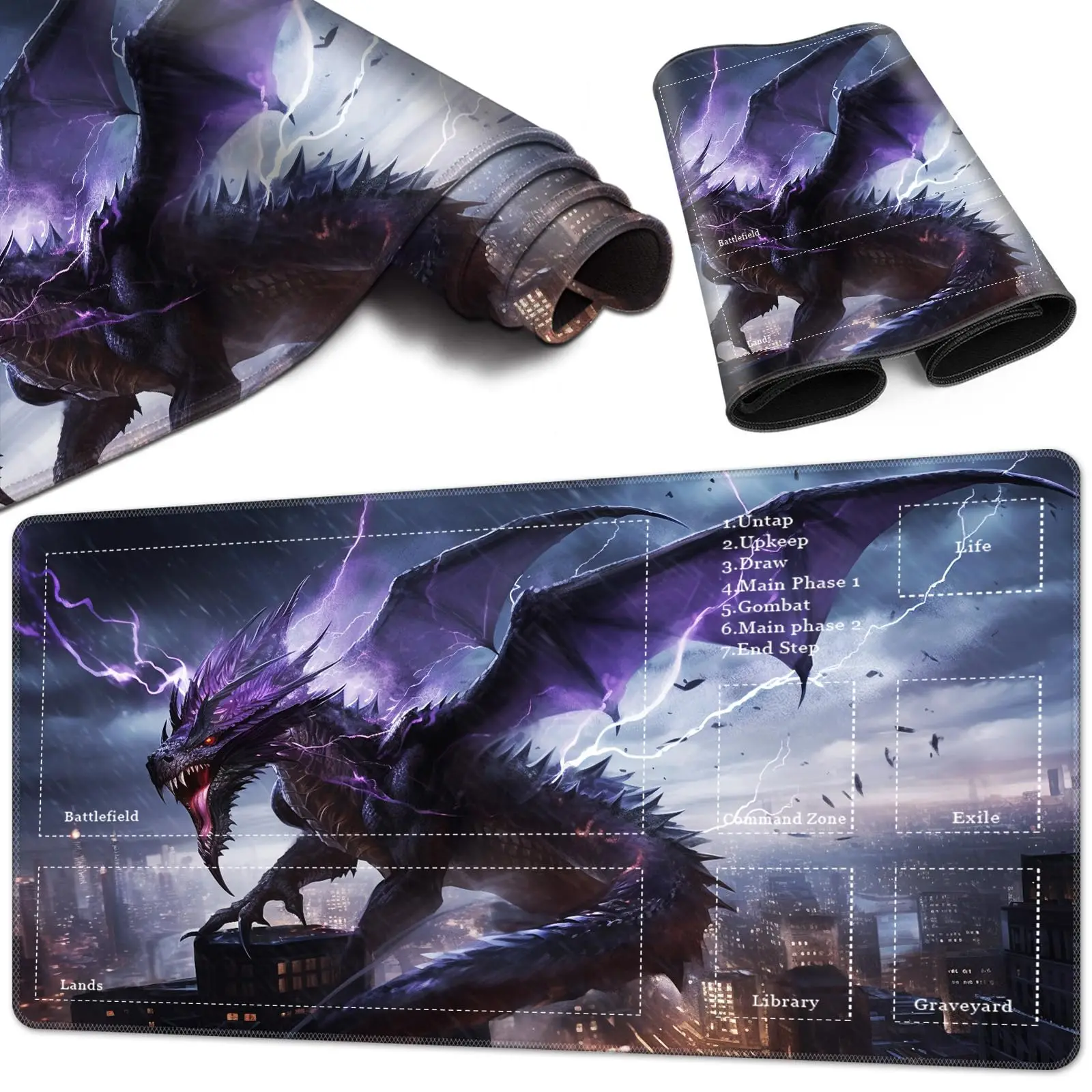 Fantasy-Purple-Lightning-Dragon-Card-Playmat-para-MTG-Trading-Card-Game ...
