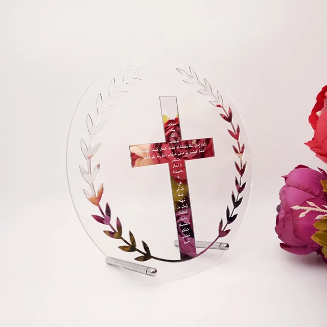 Different Size Acrylic Mirror Cross With Nail For Table Decoration God ...