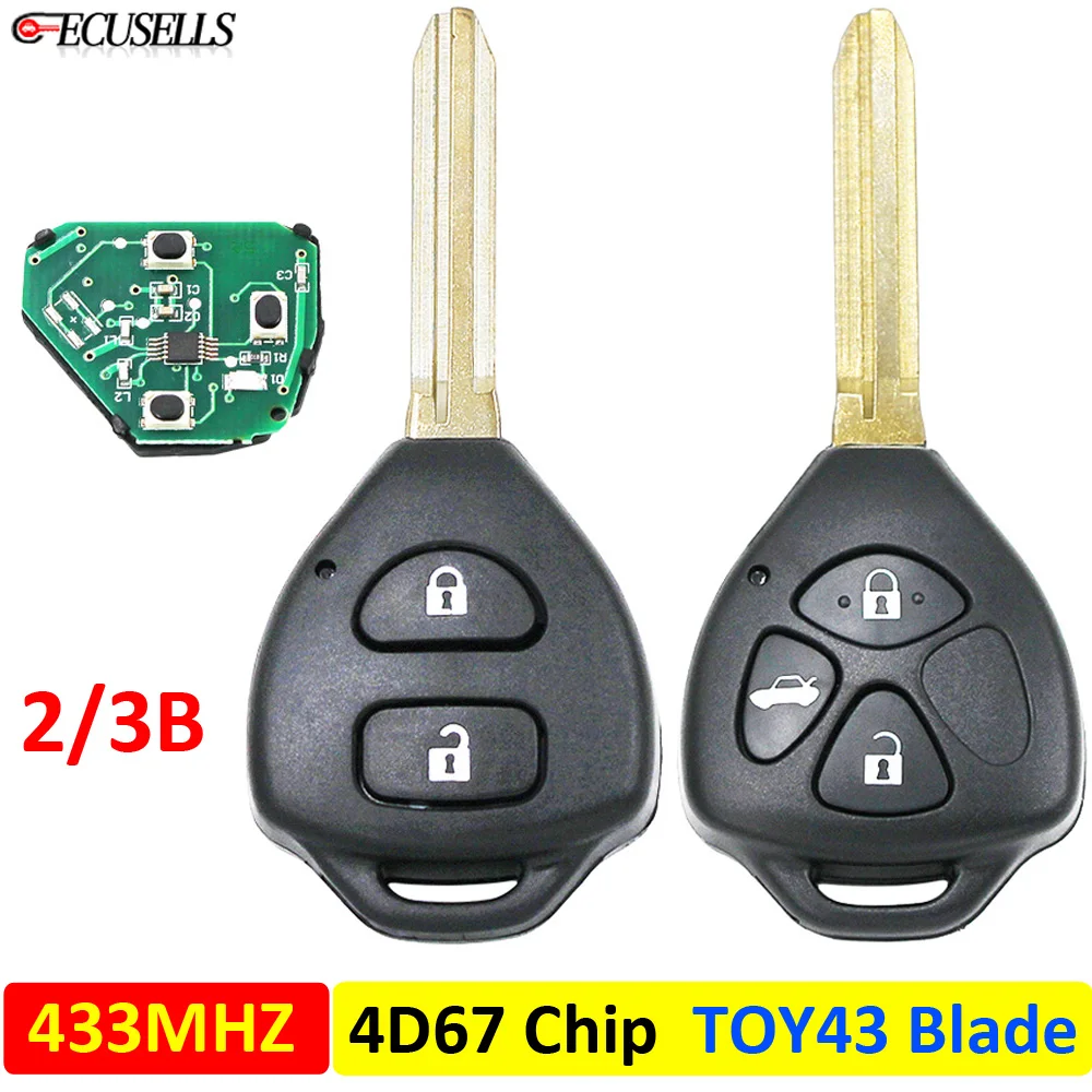 Ecusells-2-3-Button-Remote-Car-Key-433MHz-4D67-Chip-for-Toyota-RAV4 ...