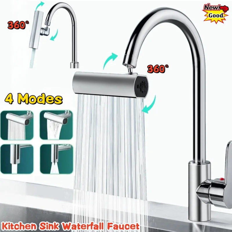New-4-IN-1-Multifunctional-Kitchen-Sink-Waterfall-Faucet-Pressurized ...