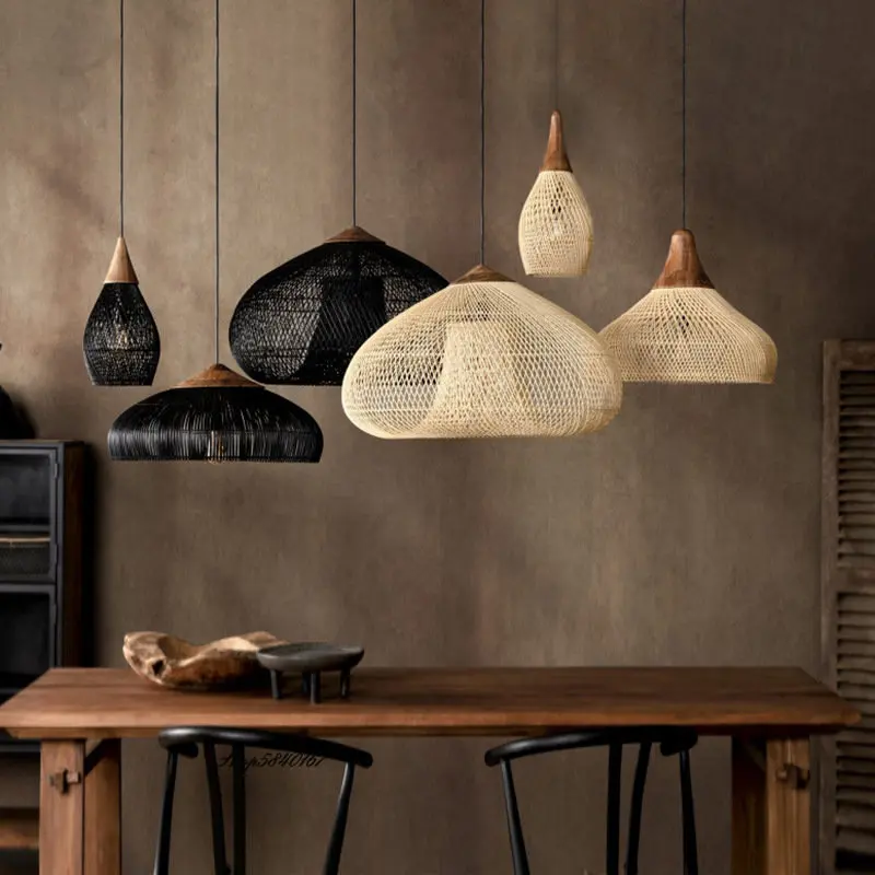 RON Lampe Suspendue Vintage en Rotin de Haute Qualité, Luminaire ...