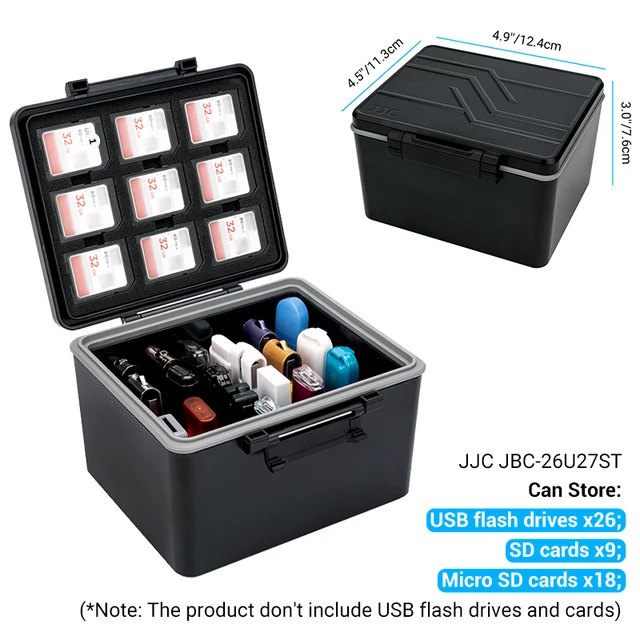 JJC 24 Slots USB Case Flash Drive Case Thumb Drive Storage Holder Box ...