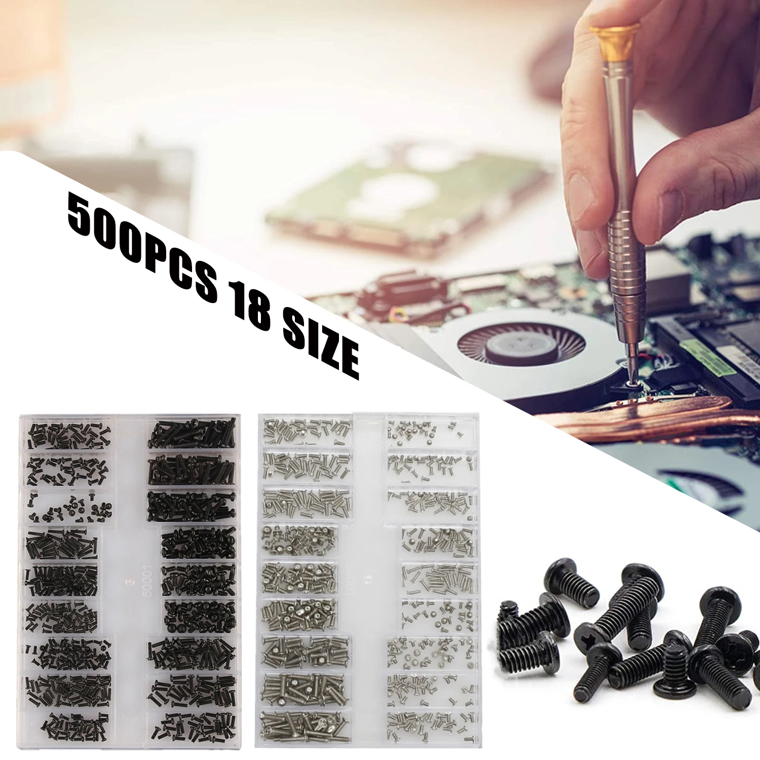 500Pcs-18-Size-Mini-Screw-Nuts-DIY-Kit-Laptop-Computer-Assemble-Repair ...