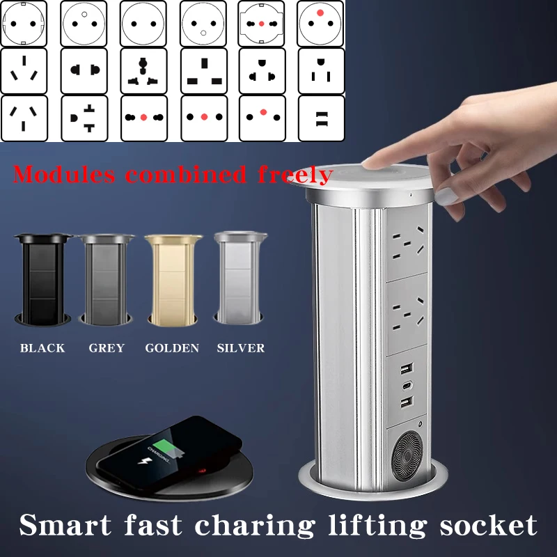 Motorized-Pop-Up-Desk-Socket-With-Bluetooth-Speaker-Wireless-Charger ...