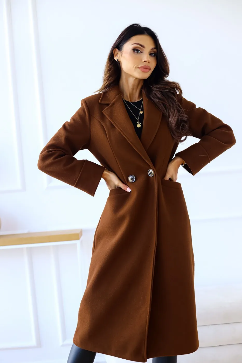 Guess Twill Wool Double Breasted Button Coat Alexandria