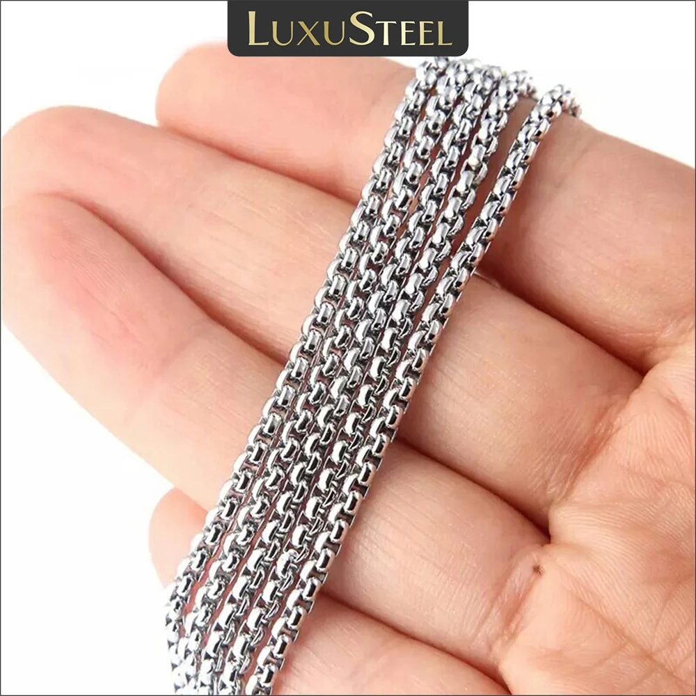 LUXUSTEEL 10Pcs/Lot 2MM Stainless Steel Round Box Link Chain Necklace ...
