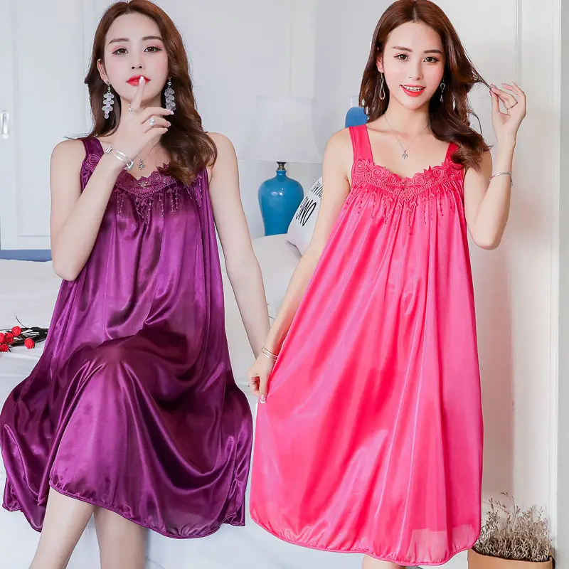 New Women Smooth Sleepwear Female Sexy Lace Patchwork Soft Casual ...