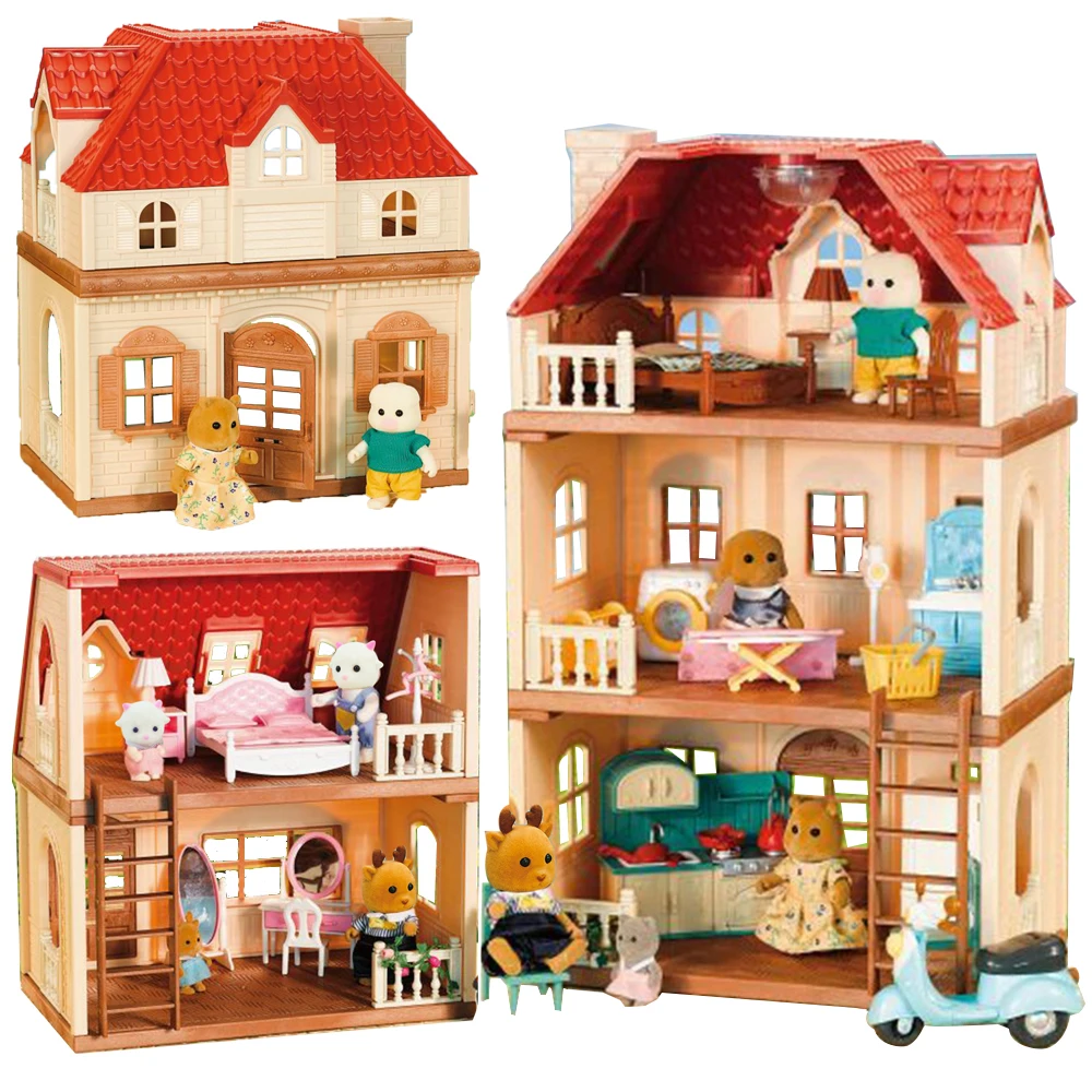 Dollhouse 1:12 Rabbit Three Storey Cottage Kitchen Bathroom Bedroom ...