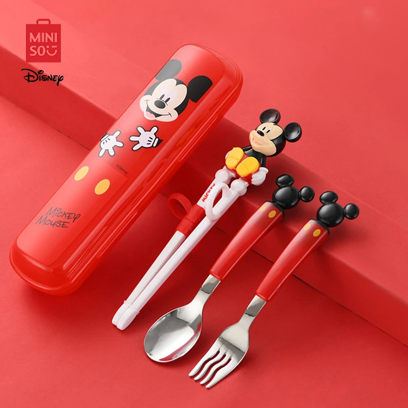 MINISO-Disney-Mickey-Chopsticks-Spoon-Fork-for-Children-3D-Cartoon-Elsa ...
