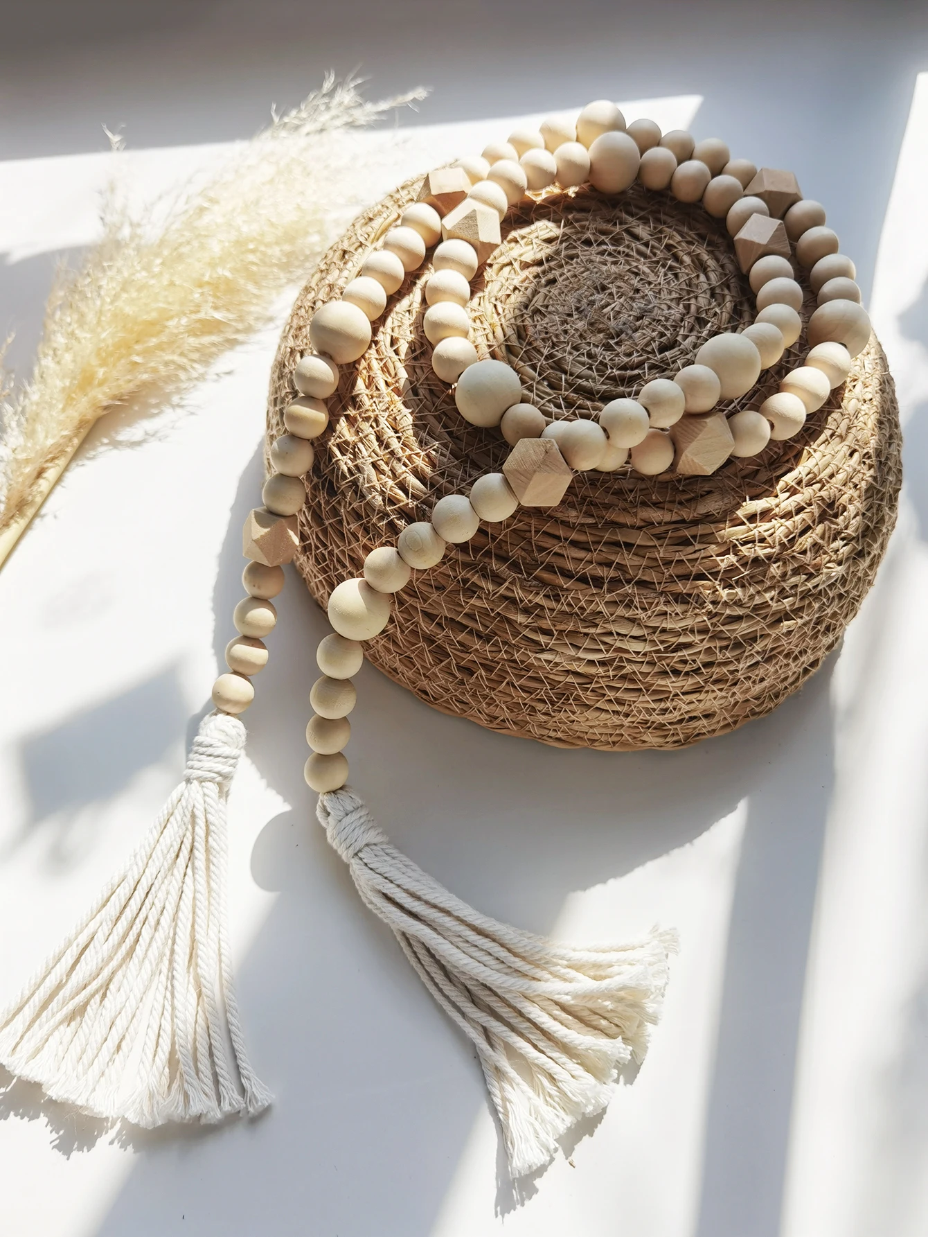 Macrame-Wood-Bead-String-Handmade-Wooden-Beads-Chains-Ramadan-Decor ...