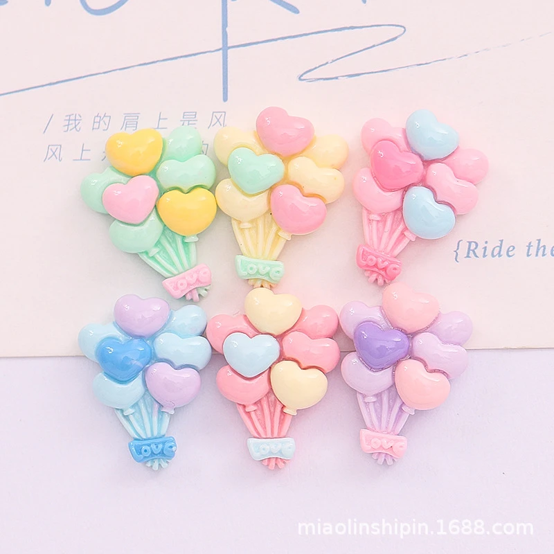 10 Pcs New Mini Cute Cartoon Colored Balloons Resin Cabochon Scrapbook ...