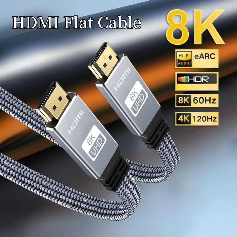 8K-HDMI-Flat-Cable-48Gbps-High-Speed-8K60-4K120-144Hz-Braided-HDMI-2-1 ...