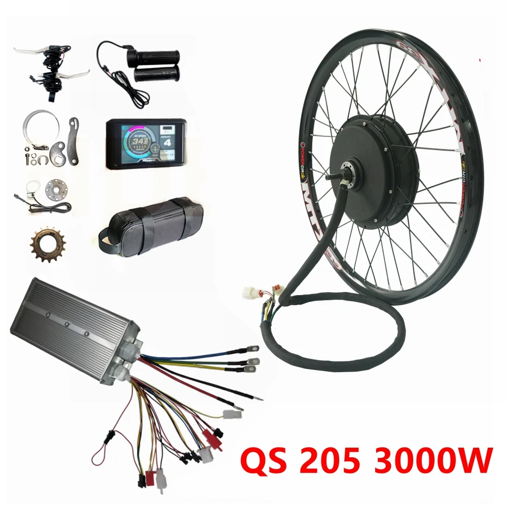 48V-72V NBpower/QS205 3000w 150mm Dropout Electric Bike Motor Wheel kit ...