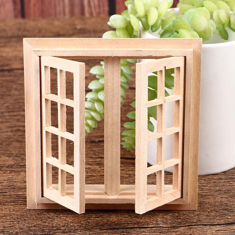 1-12-Dollhouse-DIY-Miniature-Door-Window-16-Grids-Wooden-Square-Windows ...
