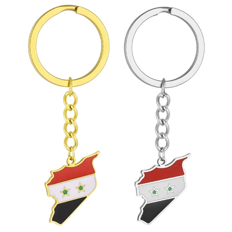 Fast-Reach-Syria-Map-with-Keychain-Jewelry-Gold-Silver-Color-Charm ...