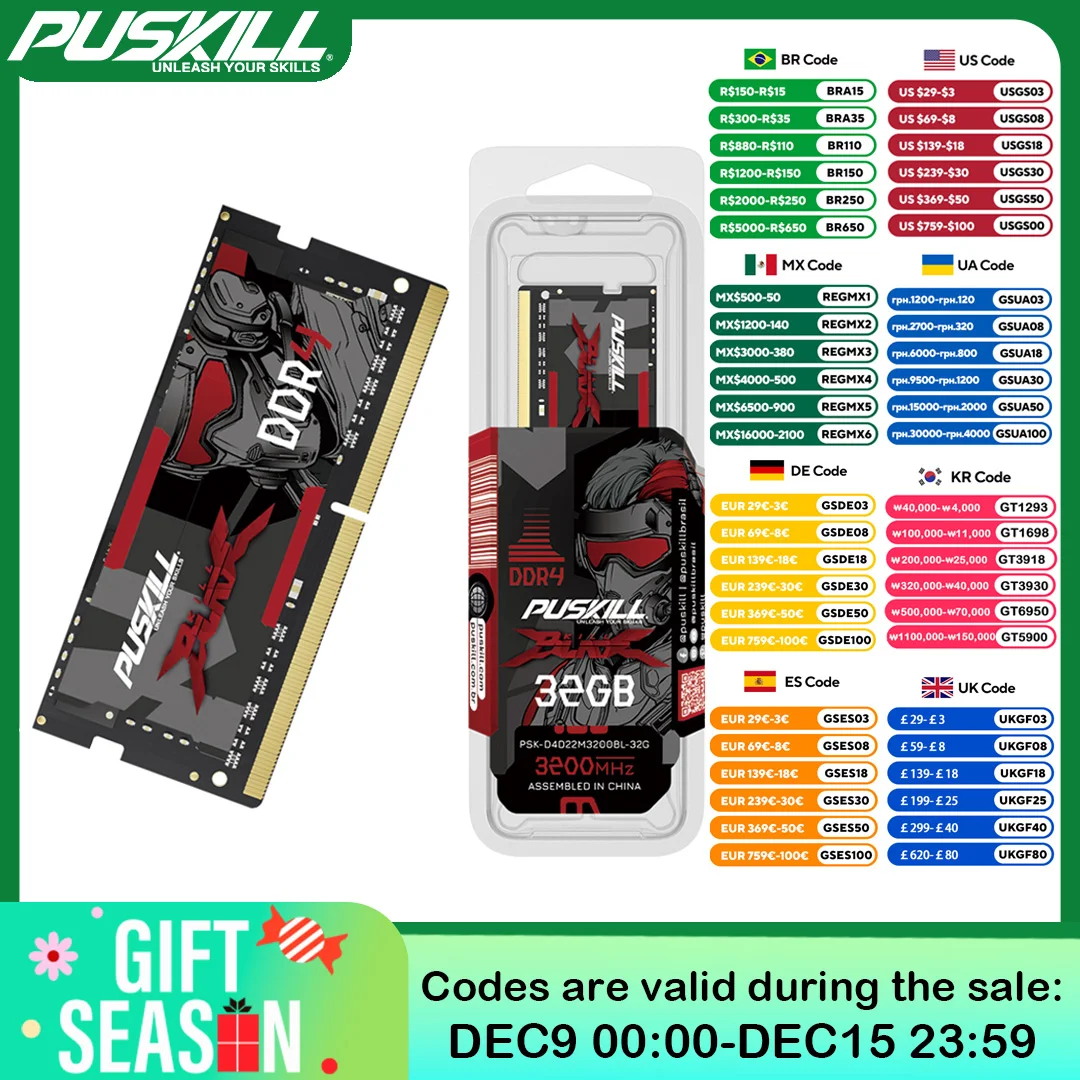 PUSKILL-DDR4-DDR3L-Memoria-Ram-Notebook-32GB-16GB-8GB-4GB-3200-2666 ...