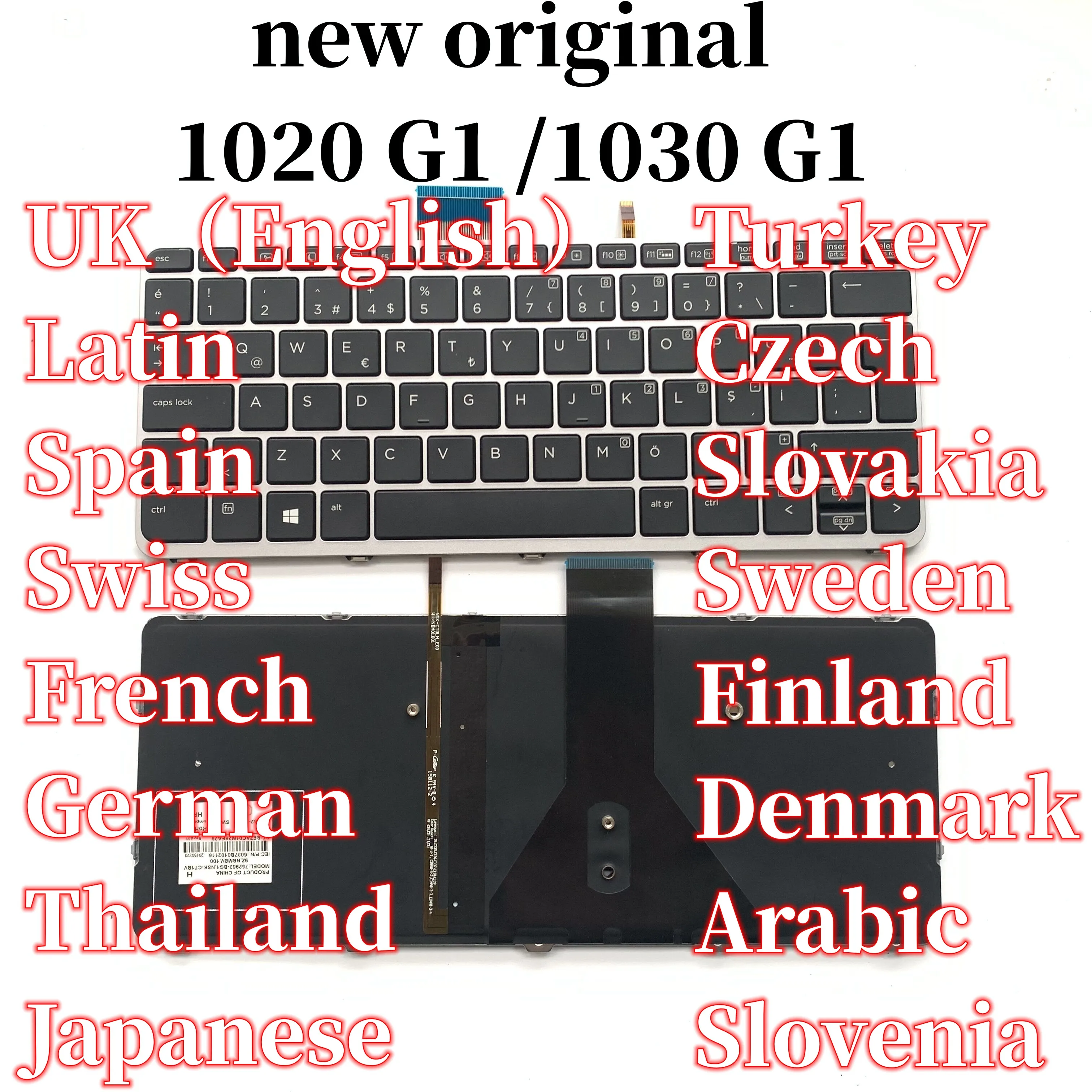 New-Original-Backlit-Keyboard-for-HP-Elitebook-FOLIO-1020-G1-1030-G1 ...