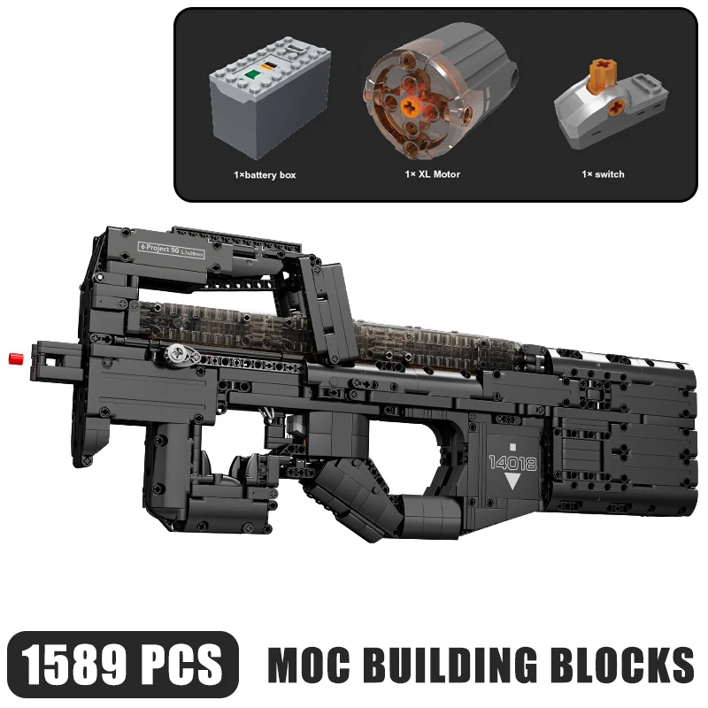 Game-Military-Series-P90-Submachine-Building-Blocks-MOC-Technical-Motor ...