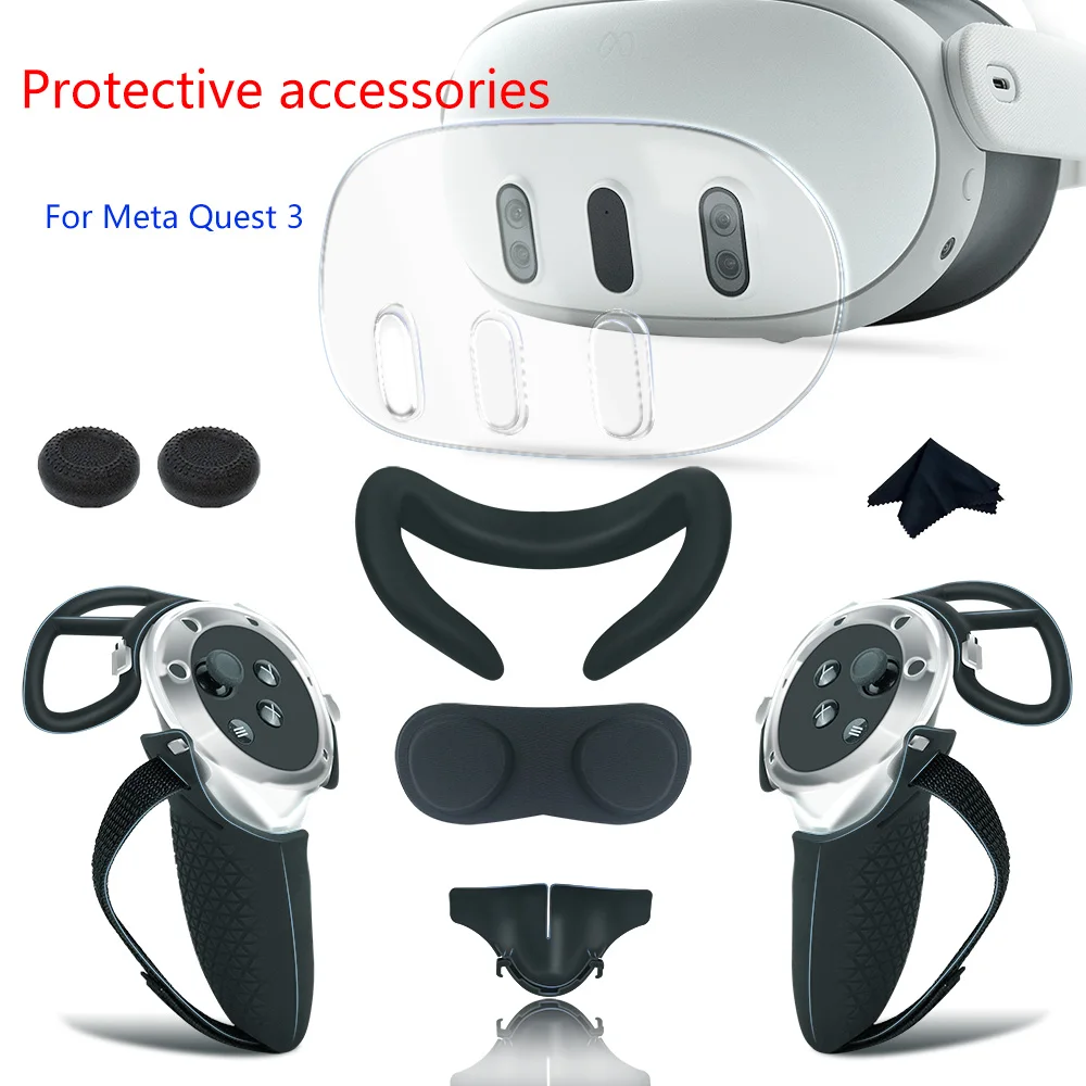 FOR-Quest-3-Transparent-Case-Silicone-Face-Cover-Blackout-Nose-Pad ...