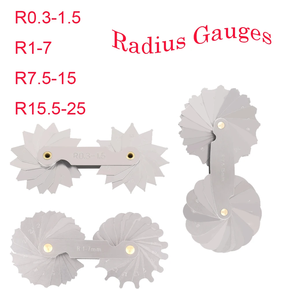 Radius Gauges R0.3-1.5 R1-7 R7.5-15 R15.5-25 R1-6.5/R7-14.5/R15-25 ...