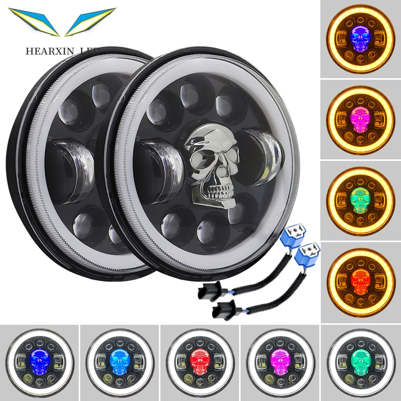 Motorcycle-Headlight-5-75-inch-Angel-Eyes-Round-Led-Lights-for-Skull ...