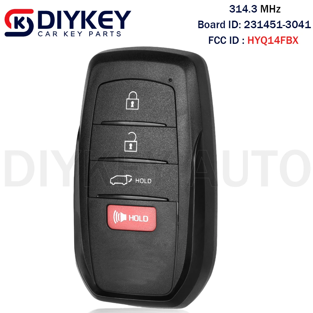 Smart Remote Car Key Fob 4 Buttons 314.3MHz for Toyota Venza Sequoia ...