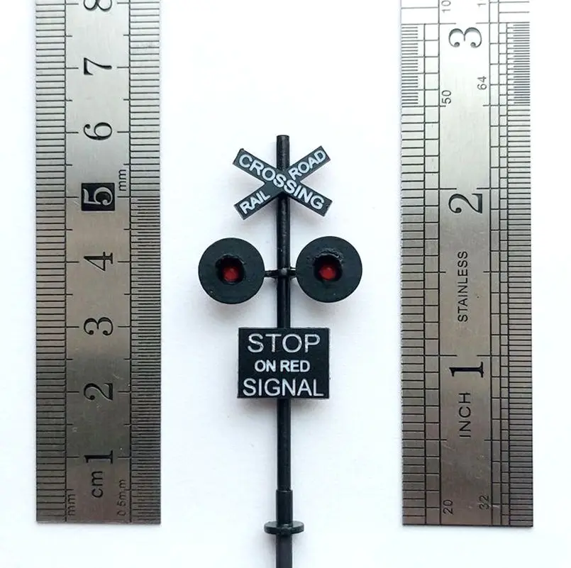 XTH HO Scale Crossing Signal Traffic Model 1pcs Two Red LED Lights 1:87 ...