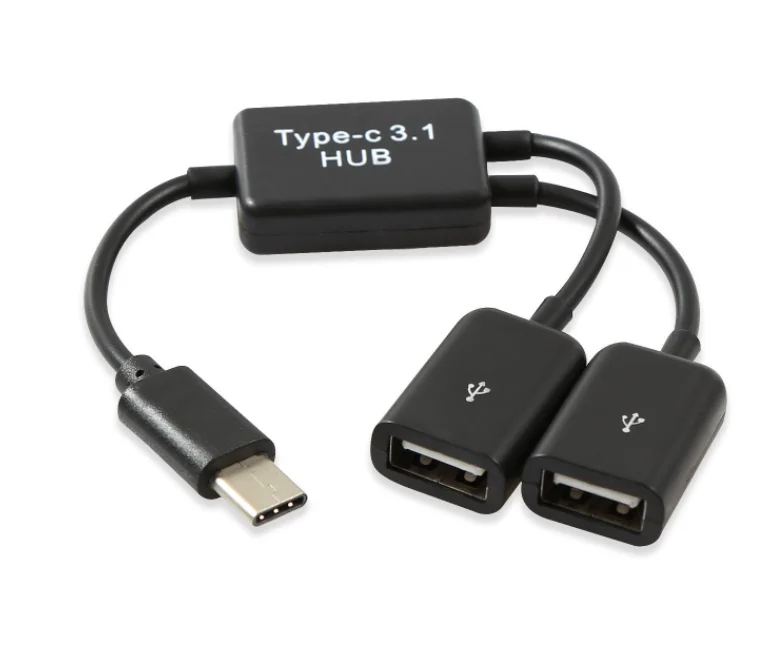 Micro Usb / Type C To 2 Otg Dual Port Hub Cable Y Splitter Micro-usb ...