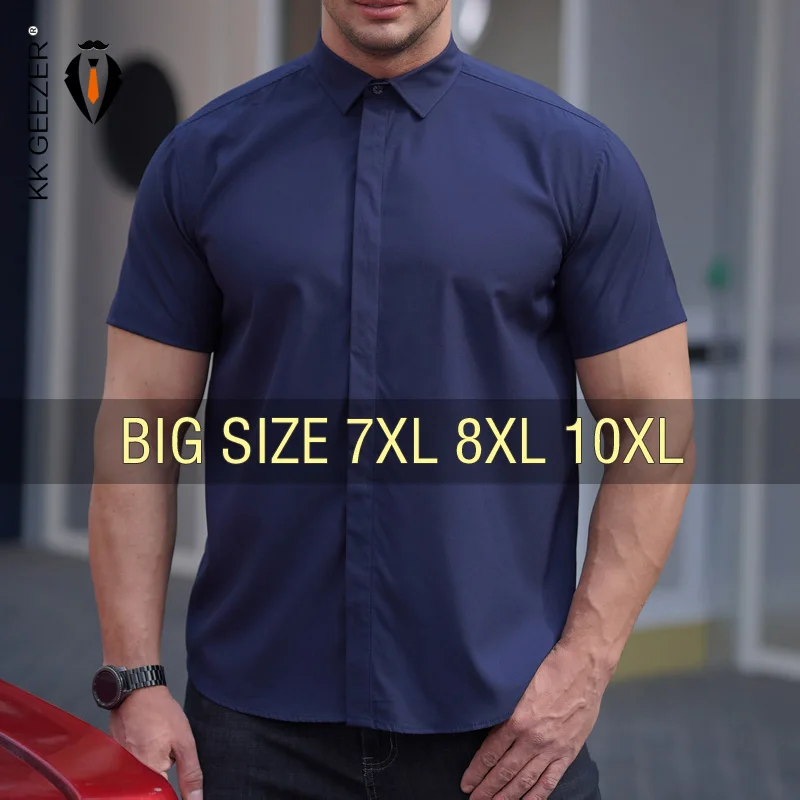 Men-Shirt-White-Short-Sleeve-Oversize-6XL-7XL-8XL-10XL-12XL-Plus-Size ...