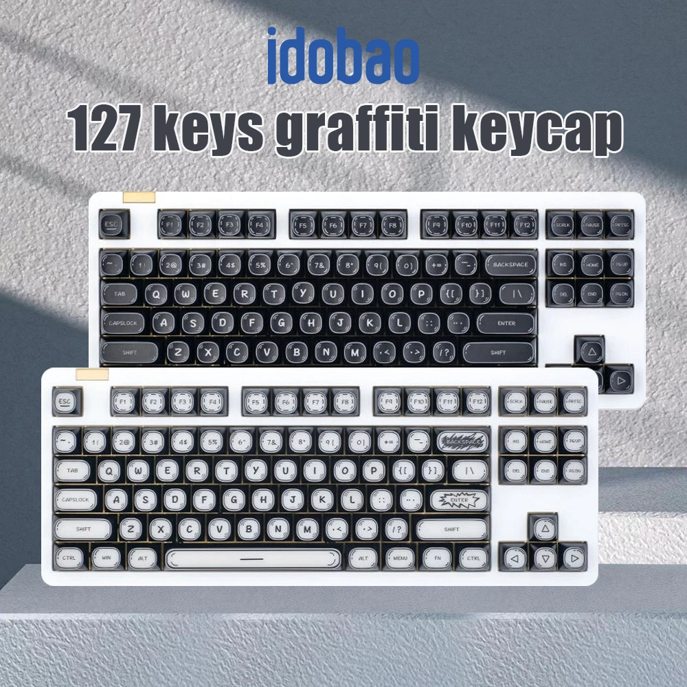 idobao 127 Keys Graffiti Keycaps MA Profile Keycaps ABS Mechanical ...