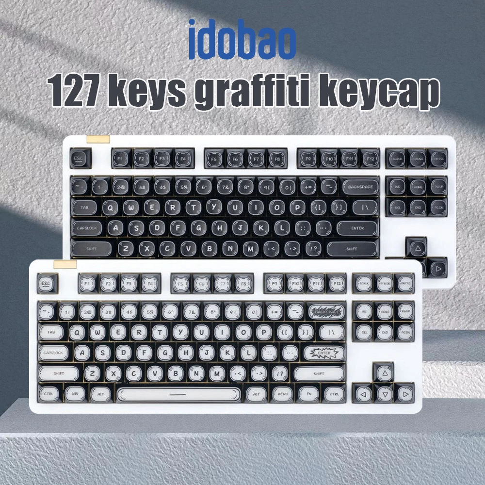 idobao 127 Keys Graffiti Keycaps MA Profile Keycaps ABS Mechanical ...