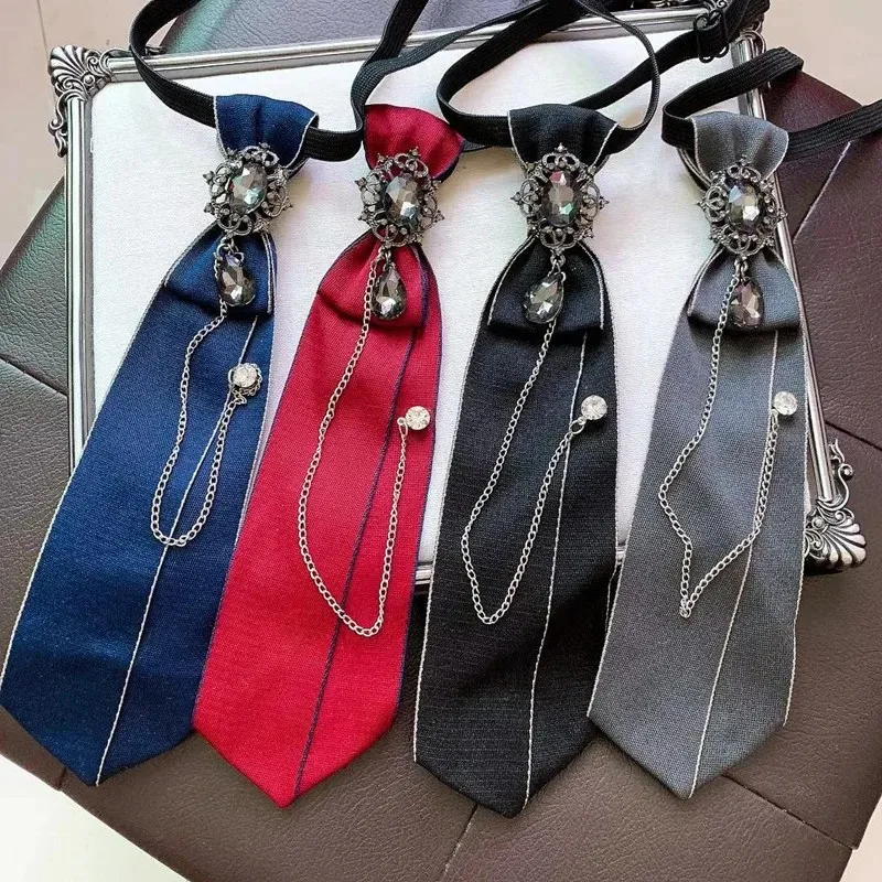 British-Style-Fabric-Tassel-Necktie-Bow-Tie-Rhinestone-Crystal-Brooch ...