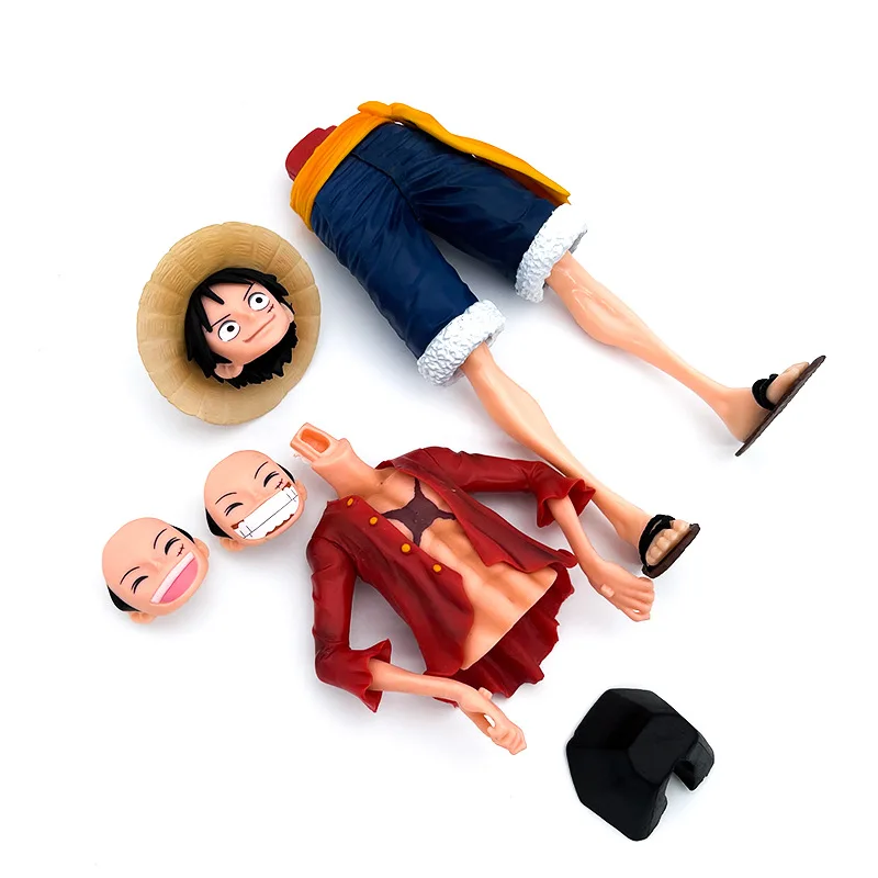 NEW 28cm One Piece Anime Figure Confident Smiley Luffy Three Form Face ...