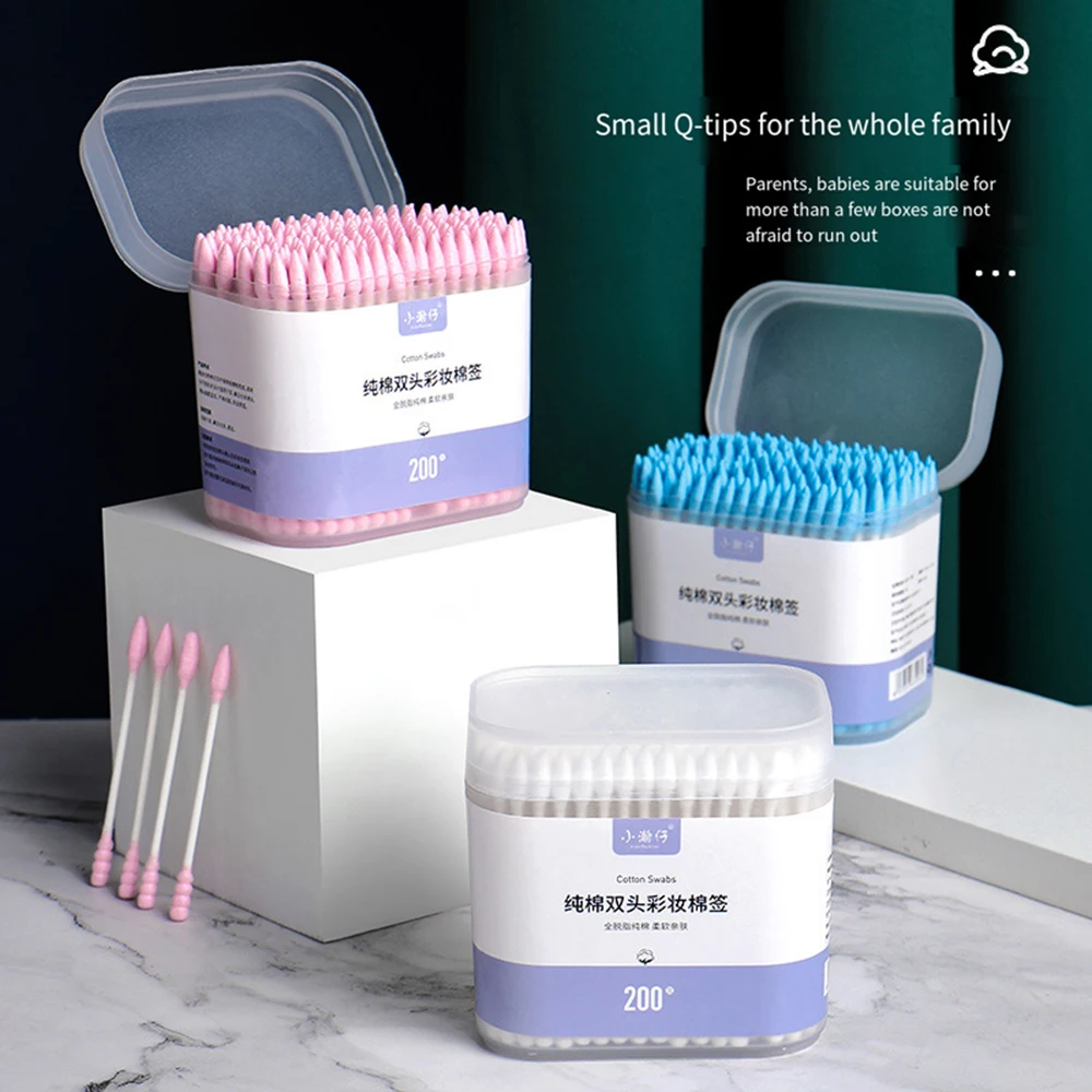 200-Pcs-Colorful-Cotton-Swabs-Soft-Degreasing-Cotton-Extra-Thin-Stem ...