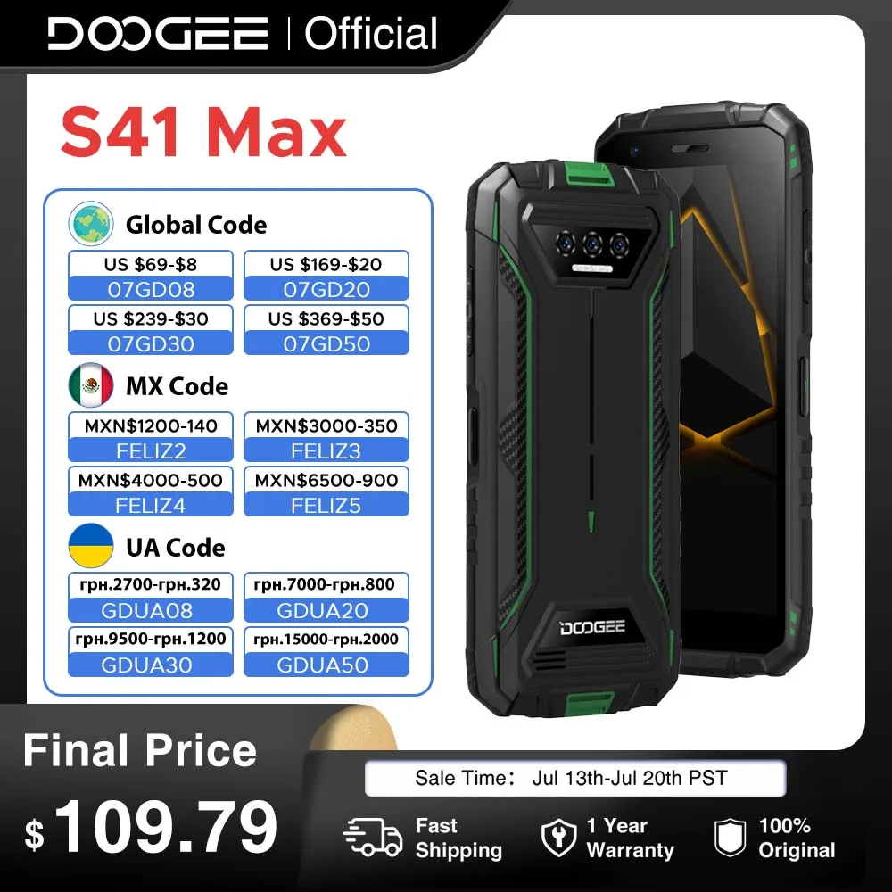 DOOGEE-S41-Max-Rugged-Phone-5-5-IPS-HD-13MP-AI-Triple-Camera-16GB-RAM ...
