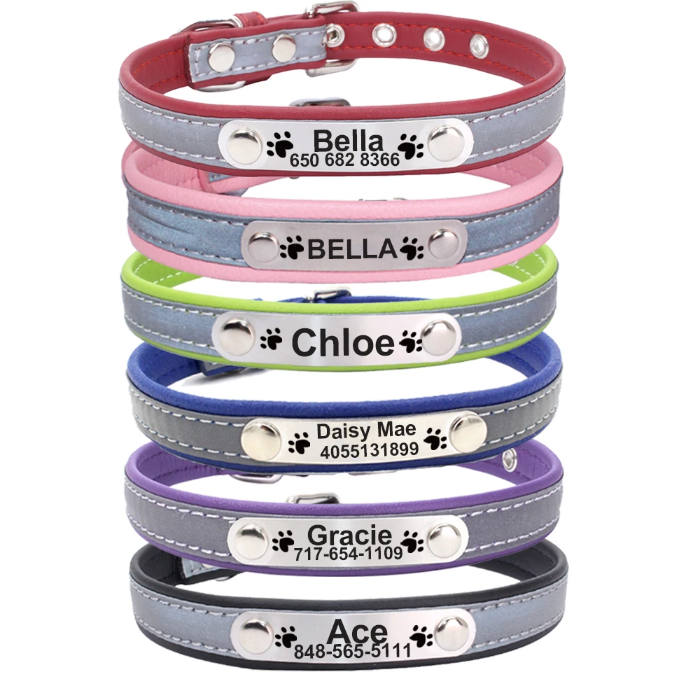 Reflective-Pet-Dog-Custom-Collar-Adjustable-Free-Engraved-Small-Medium ...