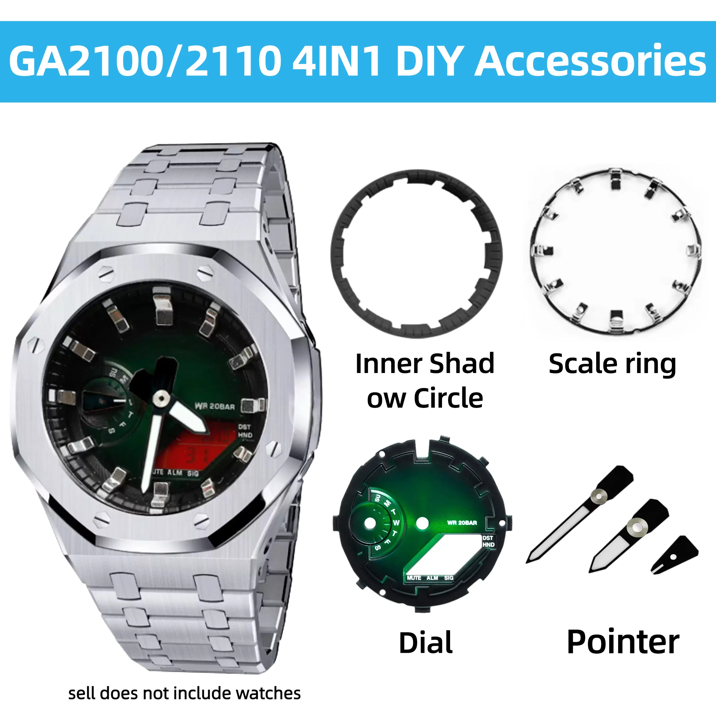 GA2100 Dial 4-IN1 Modification Parts for Casio GA-2100 GA2110 GA-B2100 ...