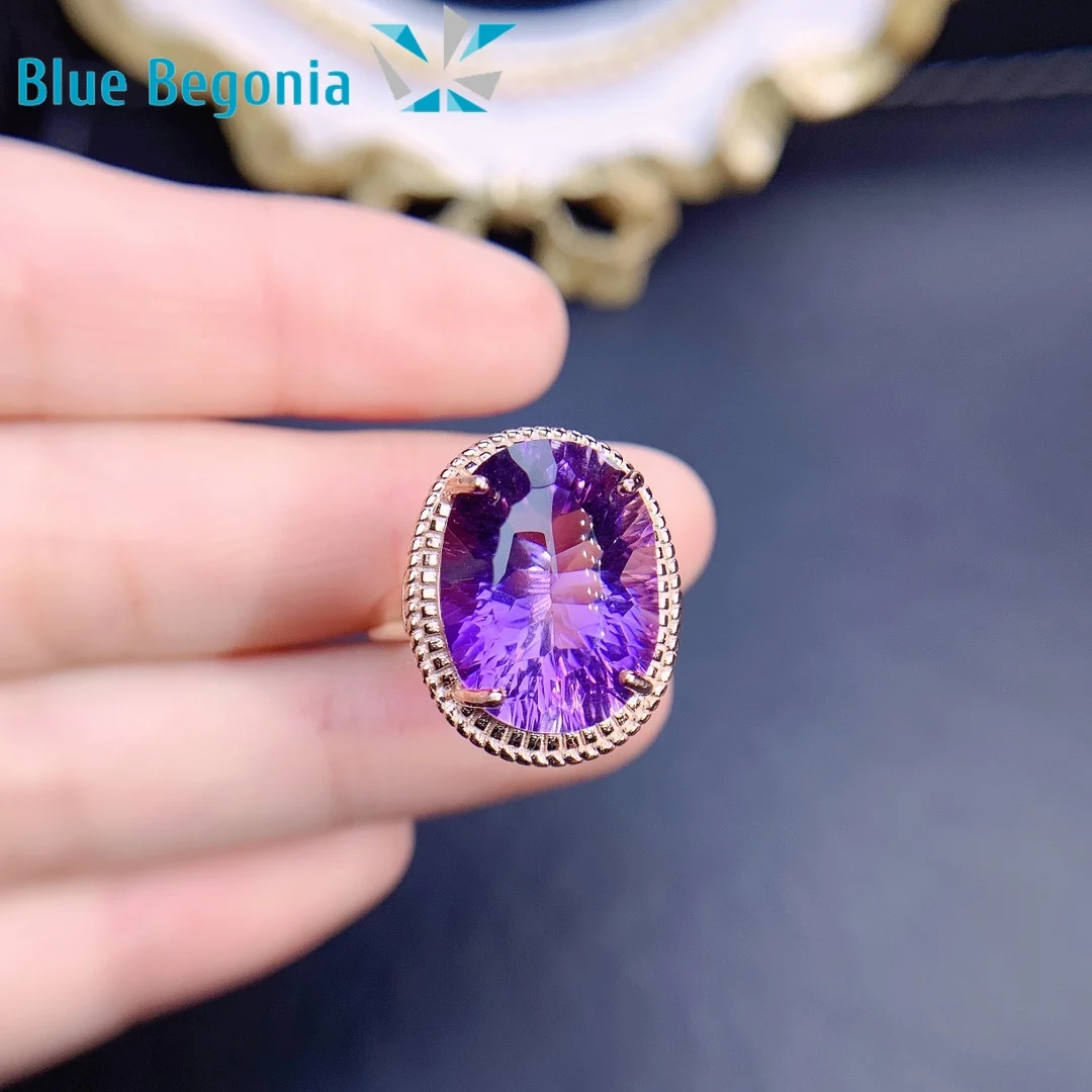 Natural-Big-Amethyst-Ring-12-16MM-Gemstone-925-Sterling-Silver-Fine ...