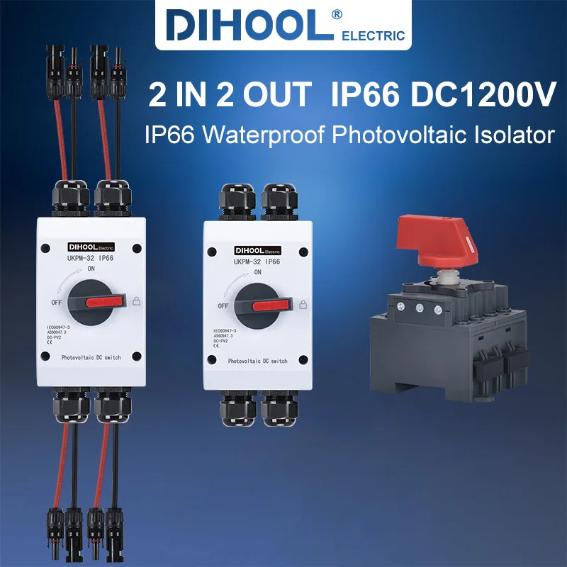DC PV Photovoltaic Isolator Switch IP66 Waterproof 600V 1200V 2 Strings ...