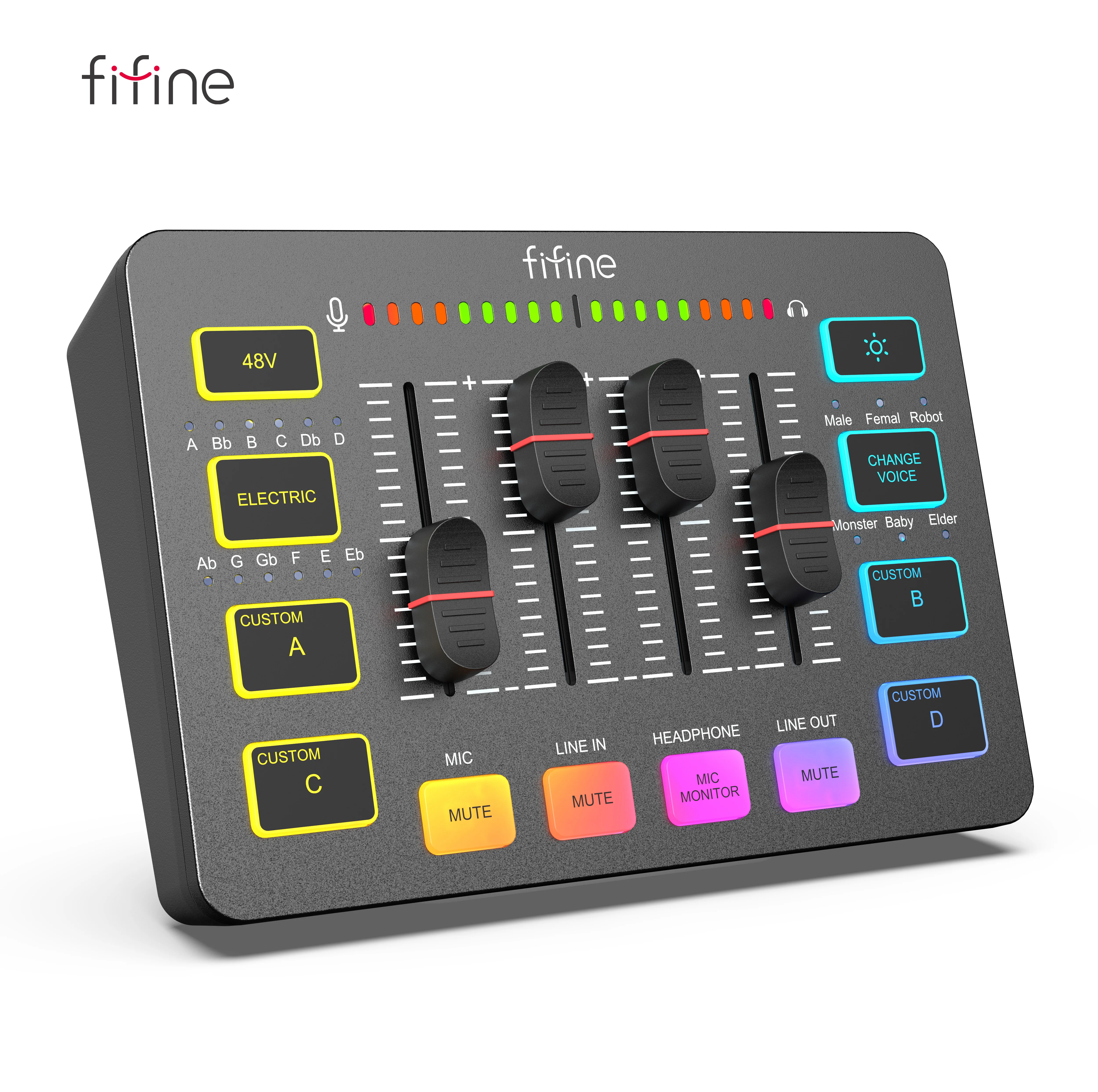 FIFINE-USB-Gaming-Mixer-With-XLR-Microphone-Interface-48V-Phantom-Power ...